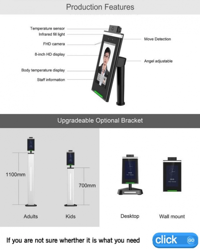Digital Infrared Walk Through Temperature Scanner Single Line Of Lcd ...