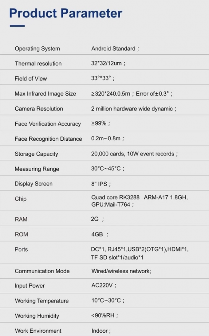 Temperature Measurement Access Control Face Recognition Terminal Detection Lcd Display